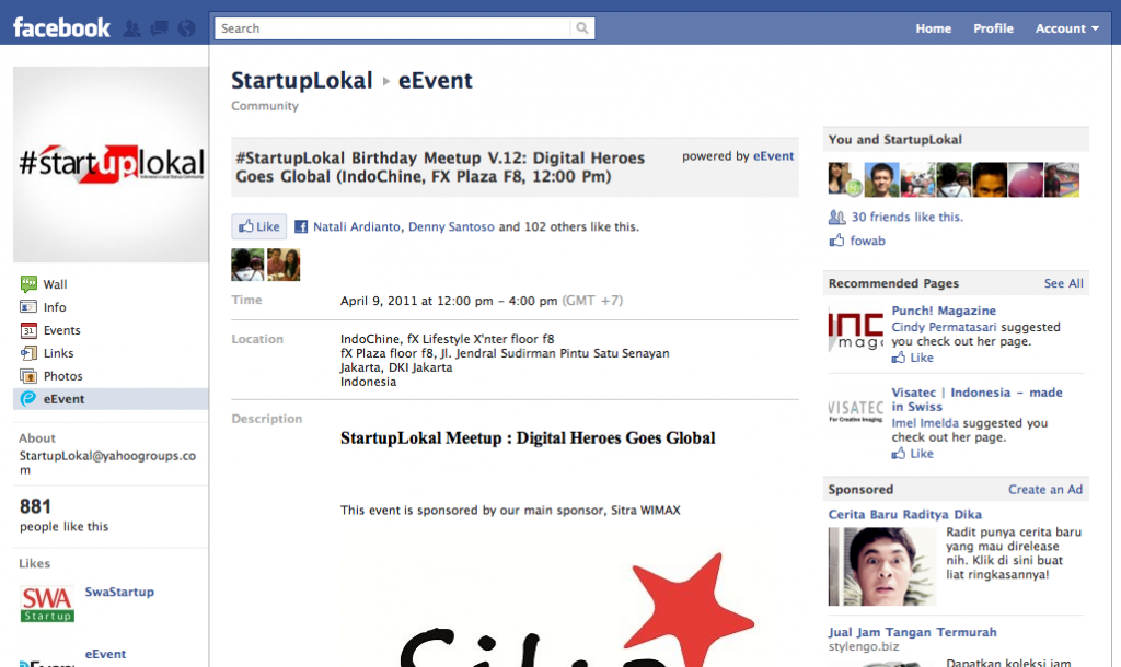 Tentang Integrasi Facebook pada Layanan eEvent dan Data Statistik Event ...