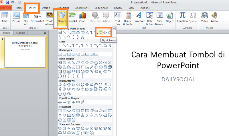 Cara Membuat Tombol Next di PowerPoint 2010