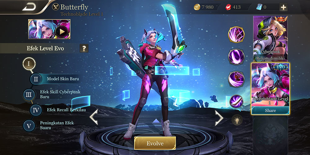 Tips AOV Bagian 2: Mengenal Sistem Baru Evolution Skin Butterfly ...